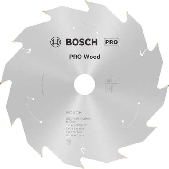 Bosch PRO Wood list za akumulatorsku kružnu testeru 160x1.5x20 mm 12z ATB max 9.500 o/min (2608837675)