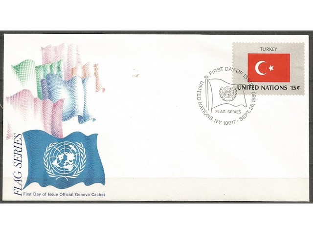 UN-New York,Zastave-Turska 1980.,FDC