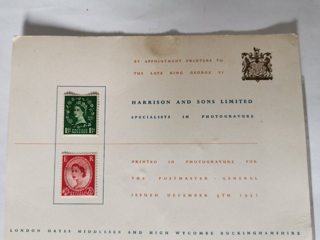 RETKO - 1952 Wildings Pair Harrison Stamp Card