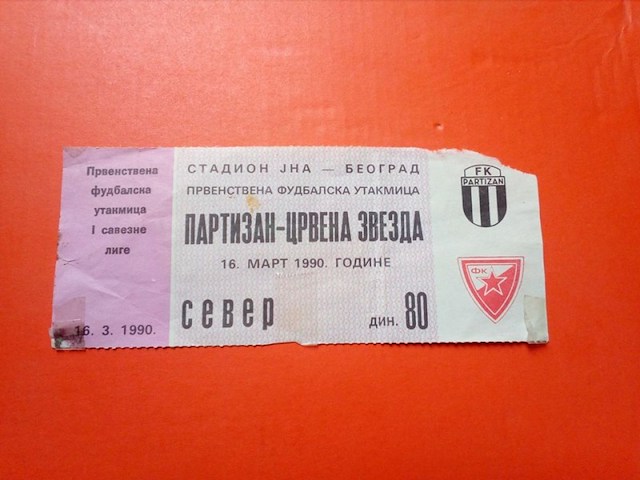 Partizan - Crvena Zavezda 1990 JNA Stadion