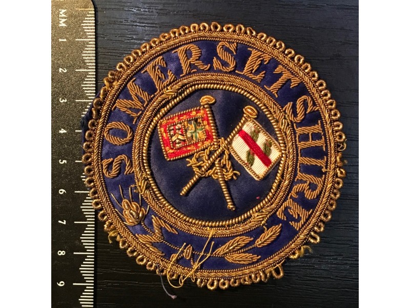amblem masonski od srme na svili Somersetshire
