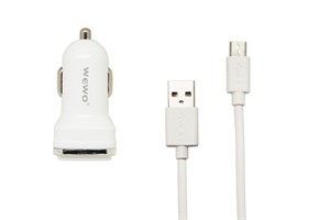 PUNJAČ ZA AUTO NA USB(2) 2,4A + micro