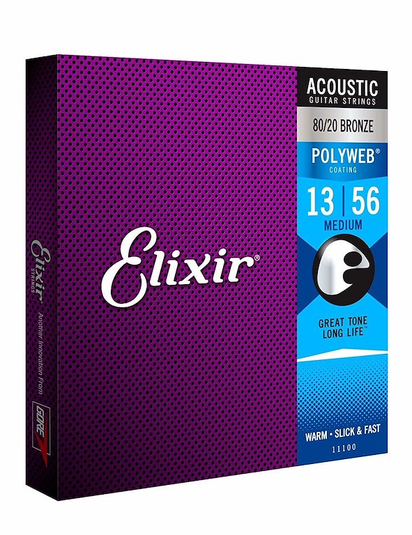 Elixir 11100 Medium Polyweb Acoustic Guitar Strings Standard