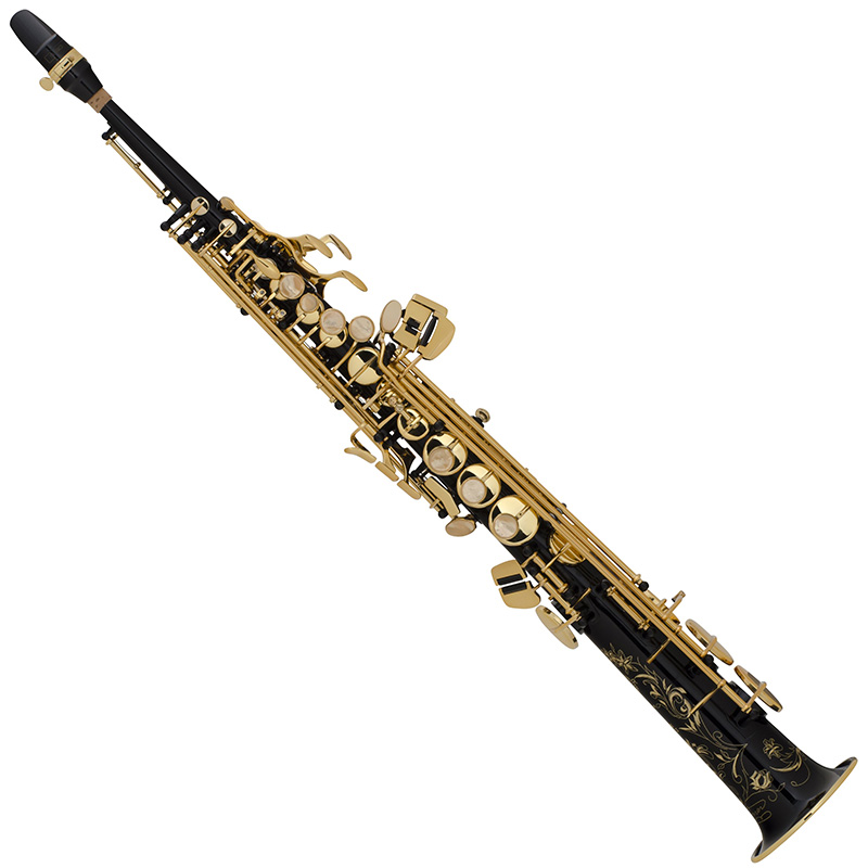 Selmer Super Action 80 Series II B-flat Soprano Saxophone Black Lacquer Engraved / Gold Lacquered Keys