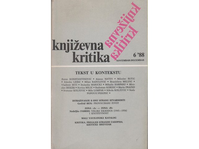 TEKST U KONTEKSTU / Književna kritika 6 `88