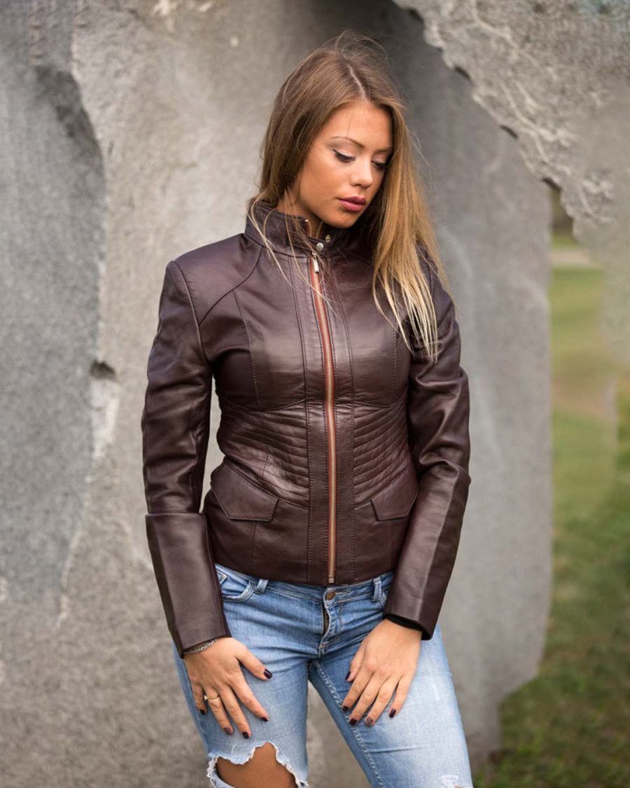 Ženska kožna jakna – Julia – Tamno braon