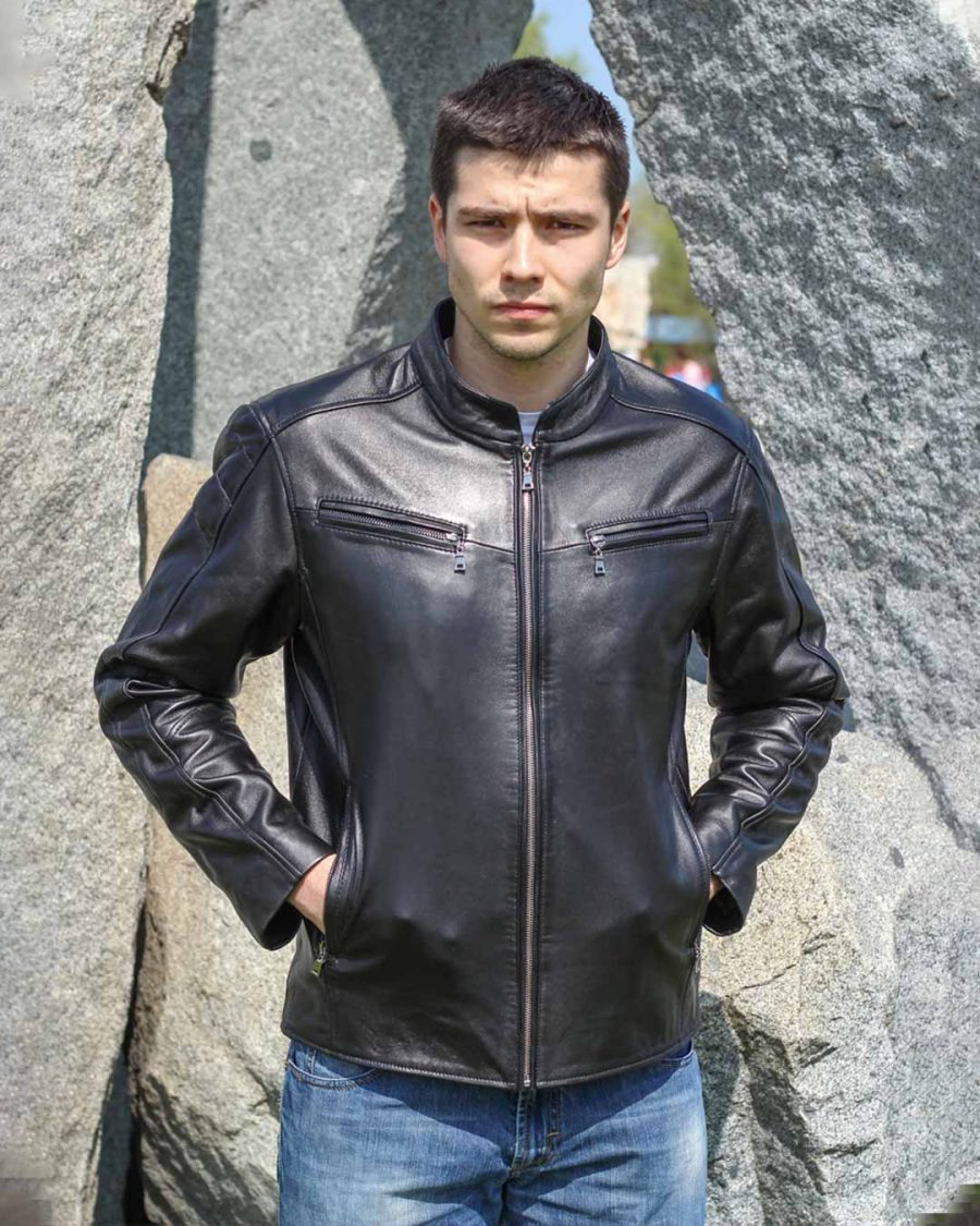 Muška kožna jakna – Alexandar – Crna