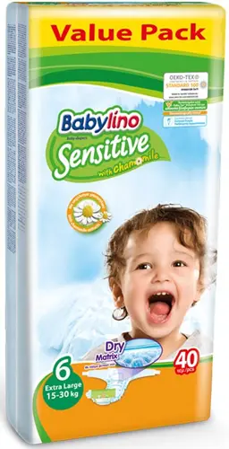 BABYLINO SENSITIVE PELENE EXTRA LARGE 15-30KG 40kom - 6