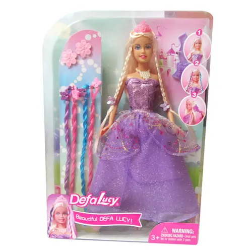 Defa igračka za devojčice - lutka sa pletenicama -ljubičasta (81821)