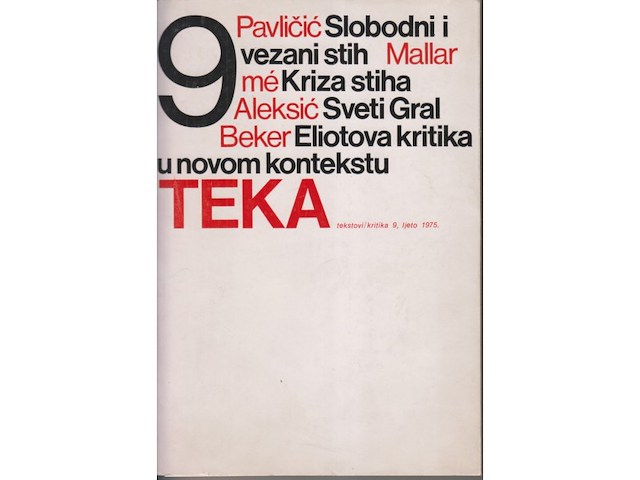 MALARME: KRIZA STIHA - TEKA 9/1975