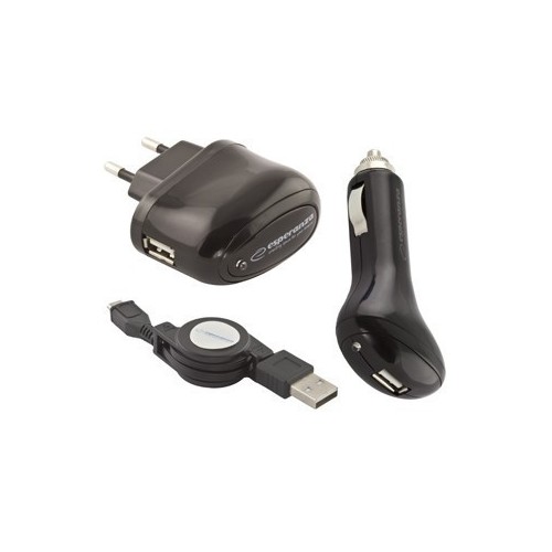 USB punjači + microUSB kabl Esperanza 3in1 set EZ116