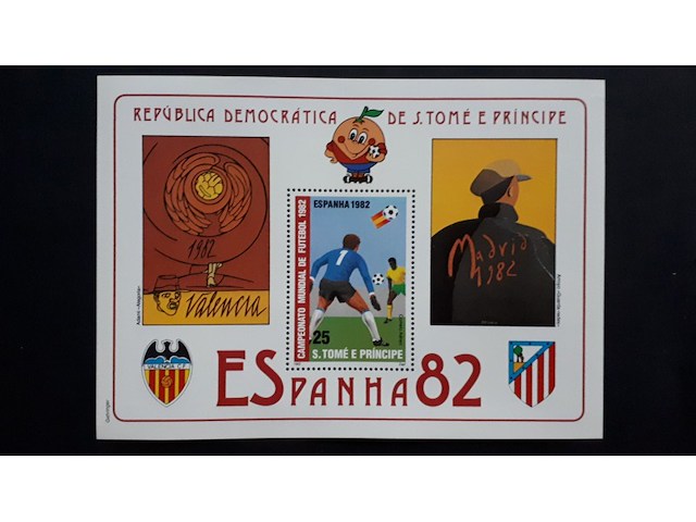 Sport fudbal SP ESP - Sao Tome 1982. Bl/3 (25) ** Čisto