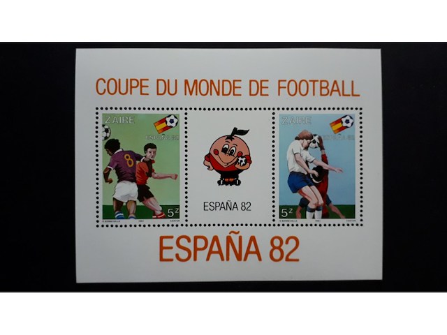 Sport fudbal SP ESP - Zair (Kongo DR) 1982.** Bl