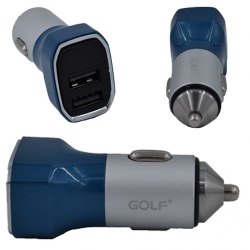 Auto punjač 2USB 3.4A GOLF GF-C09 plavi