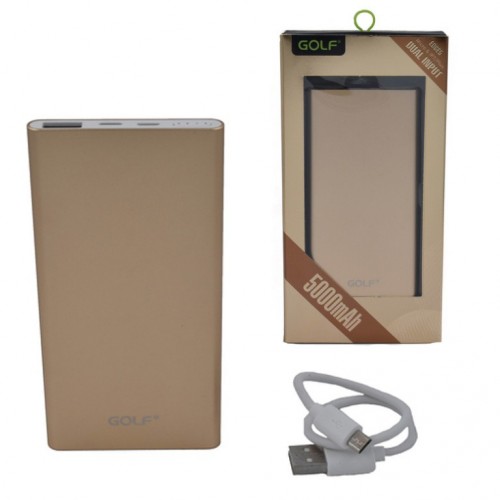 Power bank GOLF EDGE5 5000mAh zlatni 2xUSB