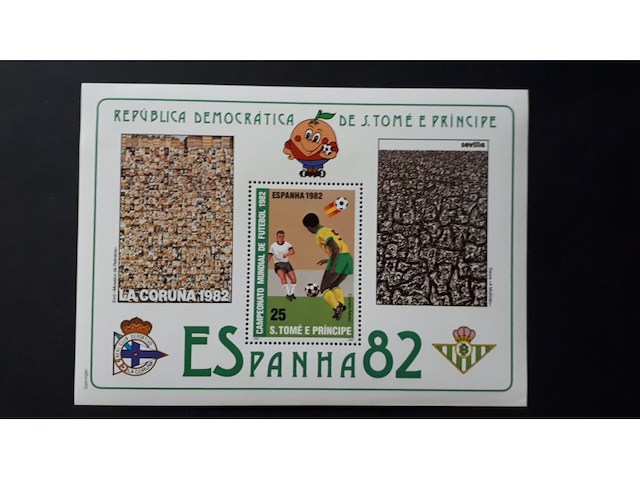 Sport fudbal SP ESP - Sao Tome 1982. Bl/2 (25) ** Čisto