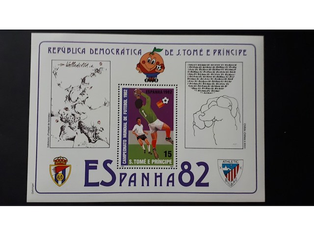 Sport fudbal SP ESP - Sao Tome 1982. Bl/1 (15) ** Čisto