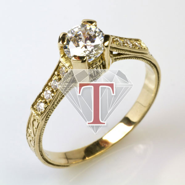 Graciozan verenički prsten - žuto zlato