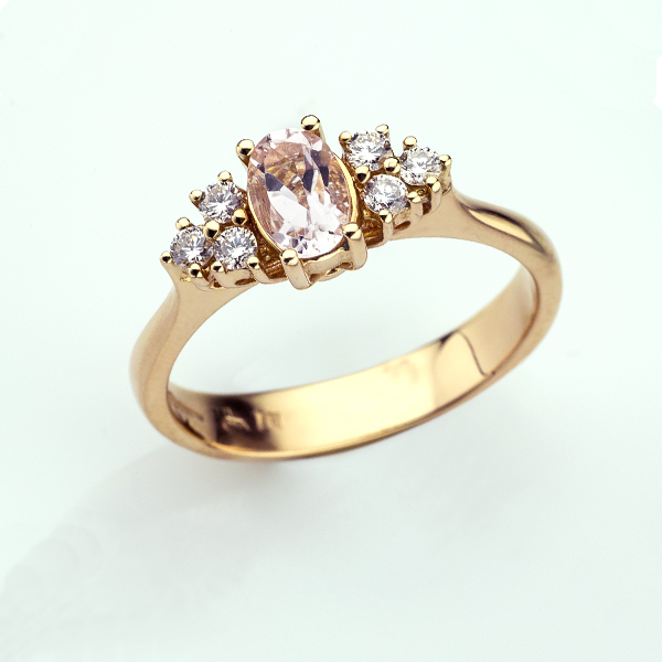 Dijamantski prsten - roze zlato - morganit