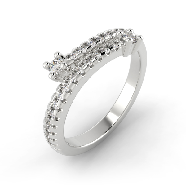 Egzotični verenički prsten od belog zlata sa brilijantima