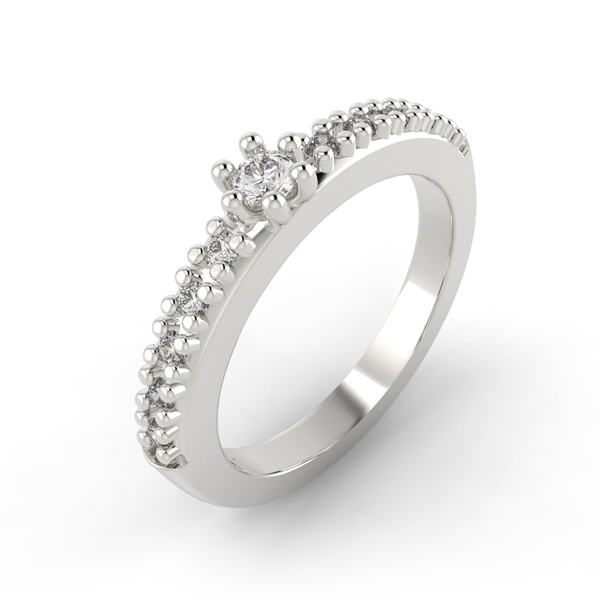 Egzotični verenički prsten od belog zlata sa brilijantima