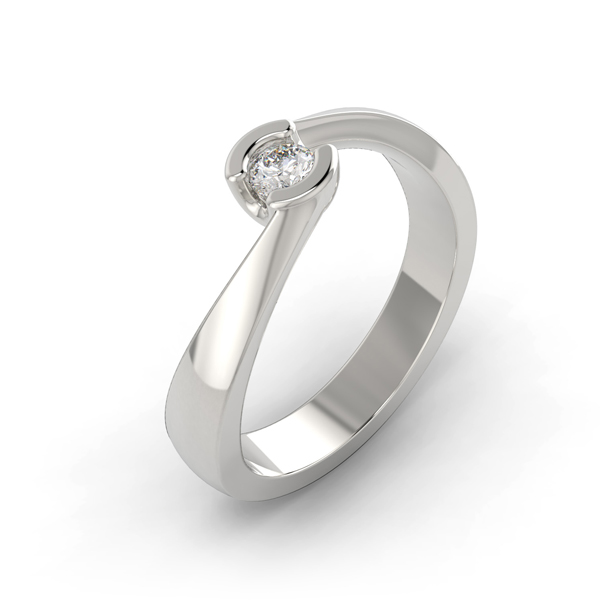 Elegantni verenički prsten od belog zlata sa brilijantom