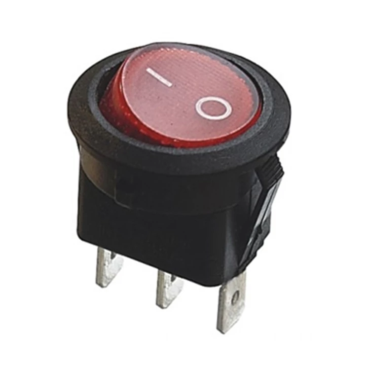 Prekidač wipp 6A/250VAC crveni sa indikacijom, fi=20mm