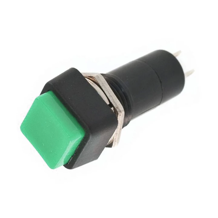 Taster prekidač plastični 3A/250V zeleni kvadratni, fi=12mm