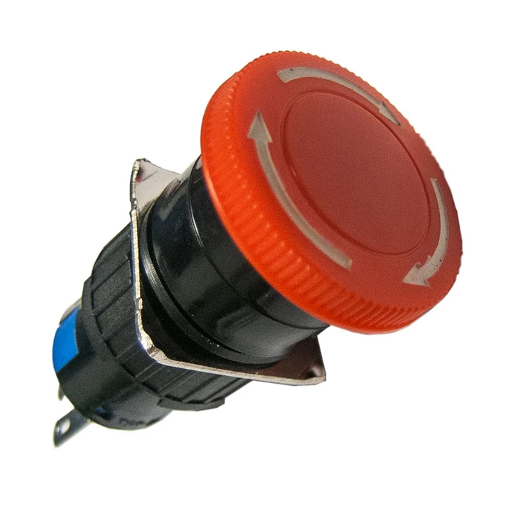 Taster prekidač pečurka, 5A/250VAC 2-pol, crveni okrugli ON-ON, fi=17.5mm