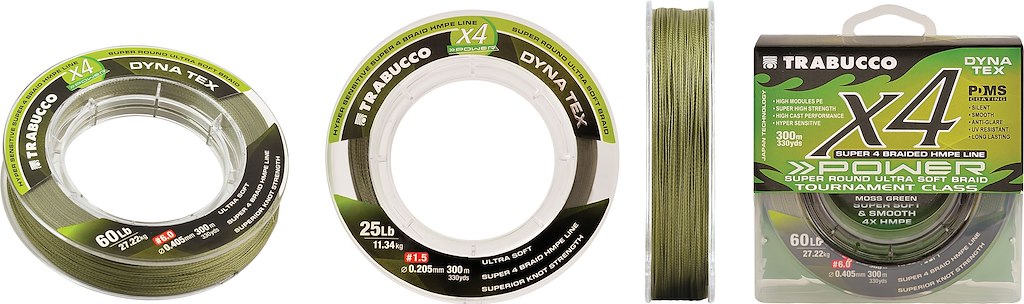 Trabucco Dyna Tex X4 Power 300m 0.405mm MOSS GREEN