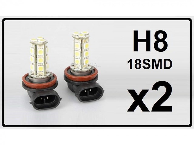 H8 LED Sijalica - 18 SMD dioda - 2 komada