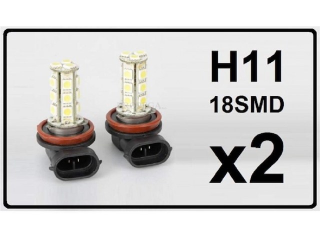 H11 LED Sijalica - 18 SMD dioda - 2 komada
