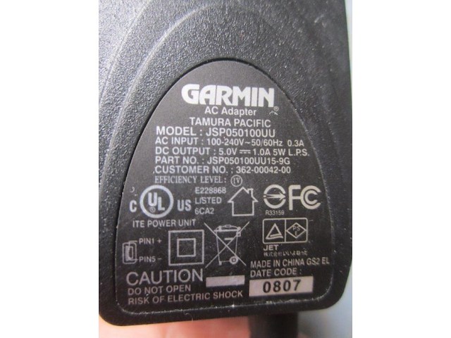 GARMIN strujni adapter/punjač JSP050100UU - 5V 1A