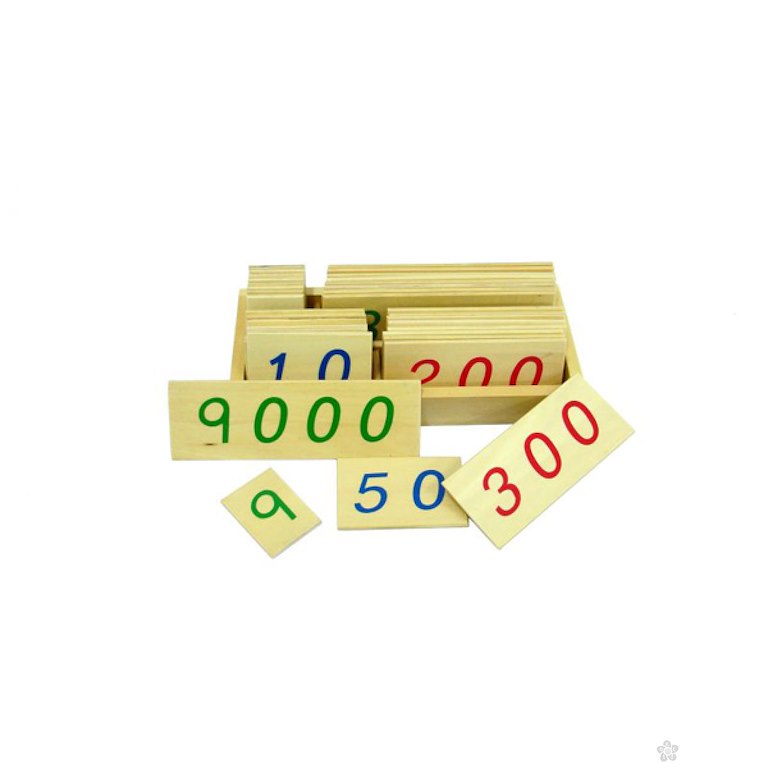 Montesori-drvene numeričke pločice 1-9000-manje, sa kutijom, HTM0130