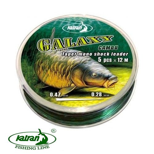 Katran Galaxy Crystal Clear Taper Mono Shock Leader 5x15m 0.26-0.57mm