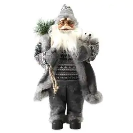 Deda Mraz sivi sa medom i džakom 45 cm