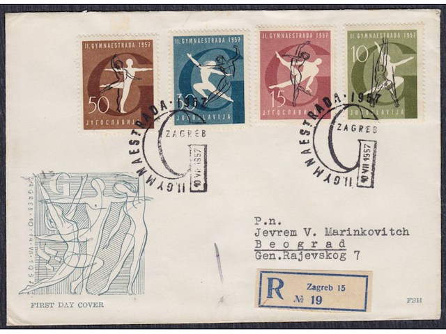 Yu 1957 Gimnastika - Zagreb, prigodni koverat