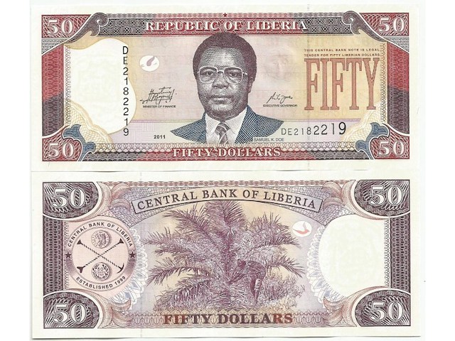Liberia 50 dollars 2011. UNC