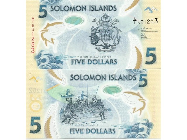 Solomon Islands 5 dollars 2019. UNC polimer
