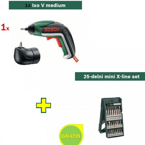 Akumulatorski odvijač Bosch IXO V - 25-delni mini X-line set