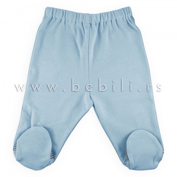 Clarus Pamučne pantalone za bebe sa stopicom plava