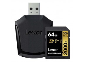 Lexar SDXC 64GB Professional 300MB/s 2000x UHS-II with SD Card Reader