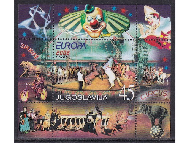 Jugoslavija 2002 Europa CEPT blok BEZ BROJA GREŠKA