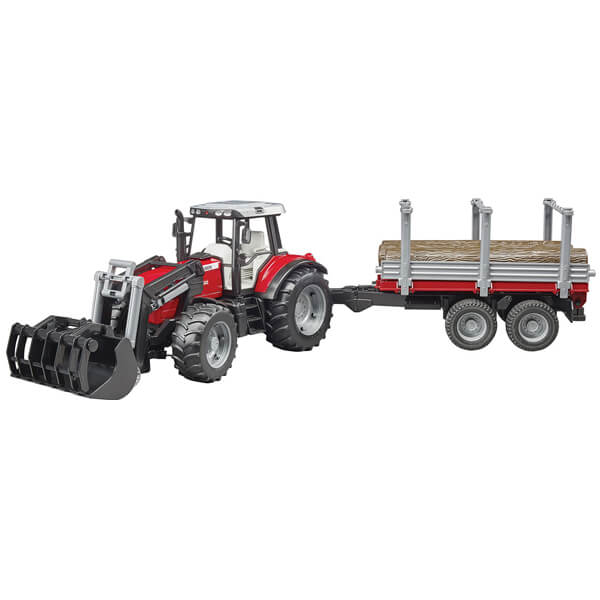 Traktor Bruder Massey Ferguson 7480 sa prikolicom za drva 020460