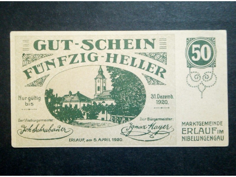 Austrija 1920 god. 50 heler UNC