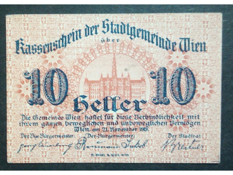 Austrija 1920 god. 10 heler UNC