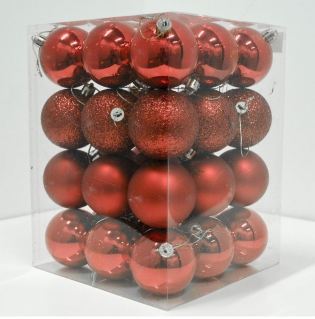 Novogodišnji set ukrasnih kuglica 36kom - Crveni ( 19001 )