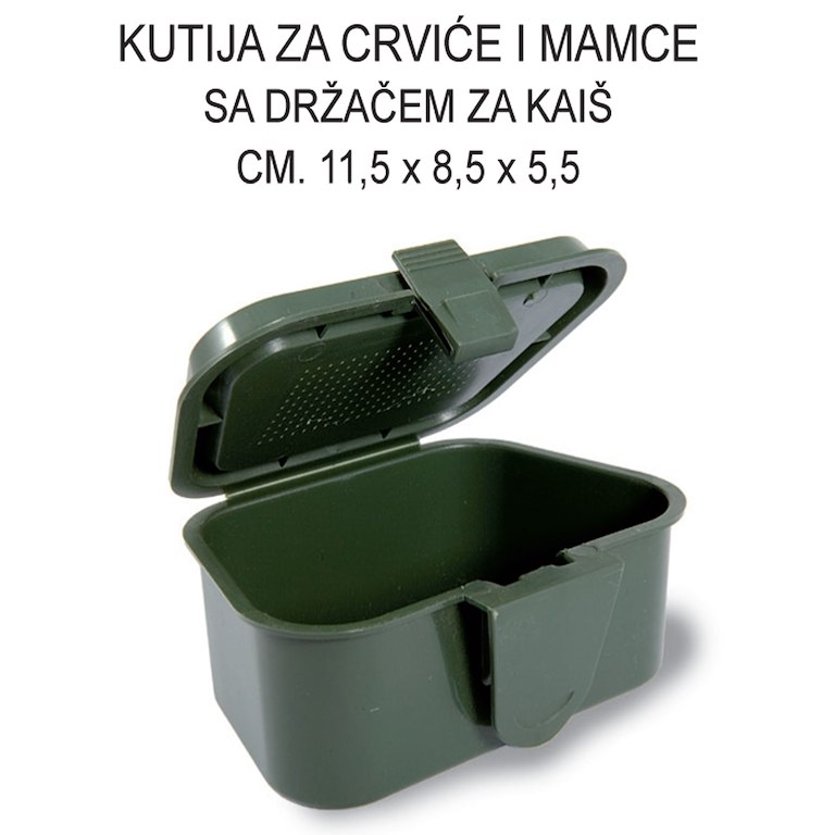 Kutija za crviće i mamce sa držačem za kaiš cm. 11,5 x 8,5 x 5,5