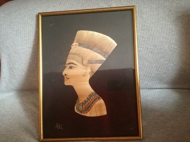 Portret NEFERTITI rad od trske na kartonu