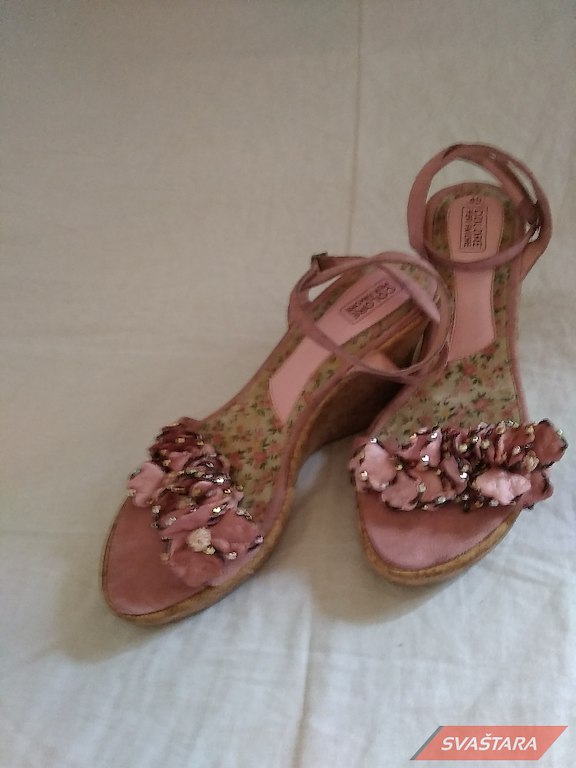 Ženske sandale roze sa cvetovima, br. 40